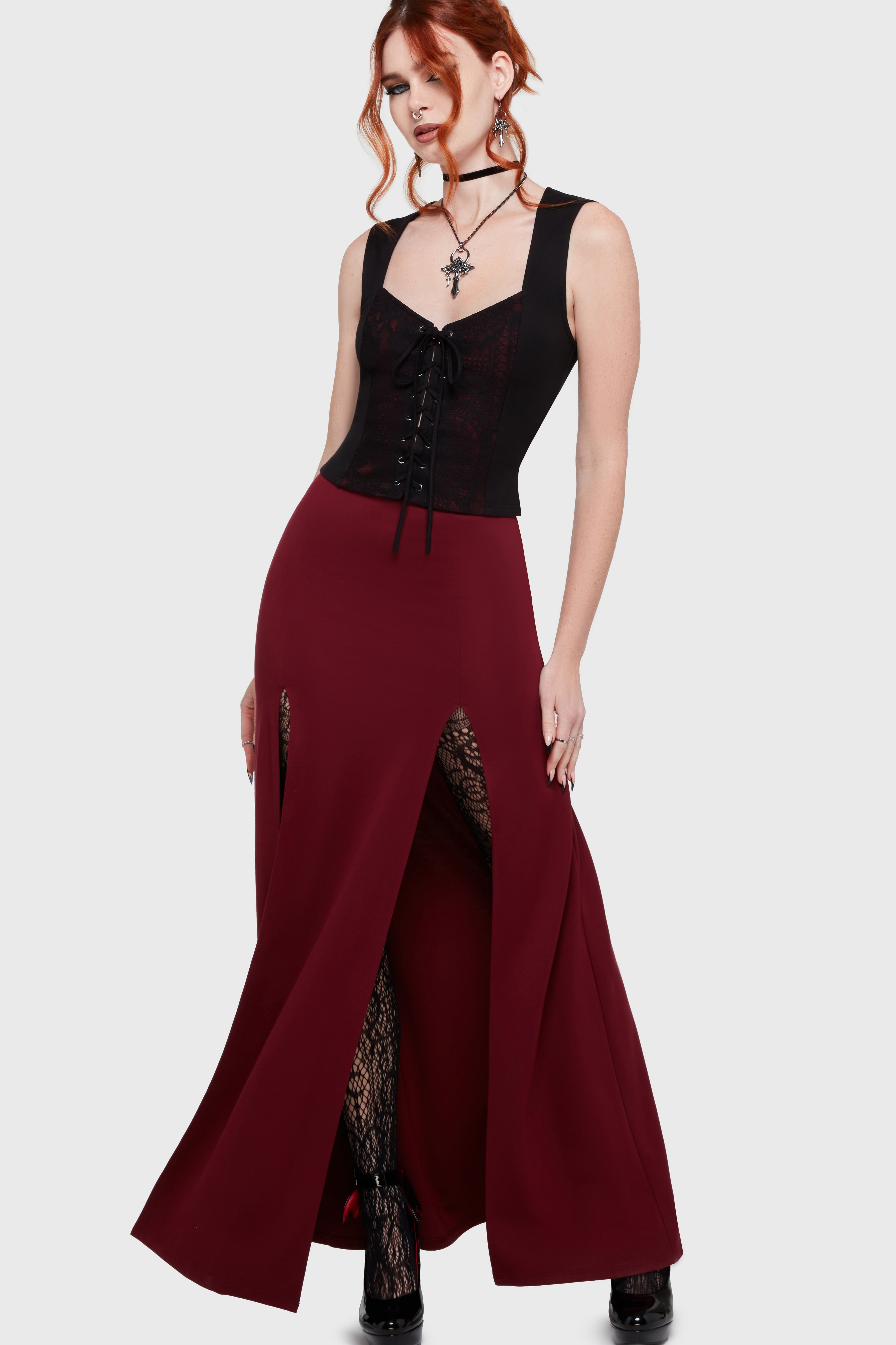 Crimson Bite Maxi Skirt | Killstar