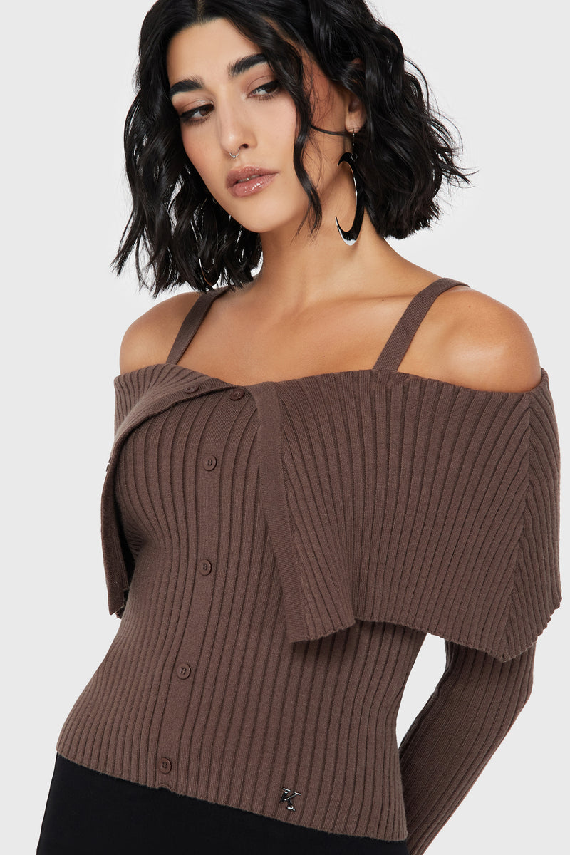 Dusk Empress Knit Top [Brown] | Killstar