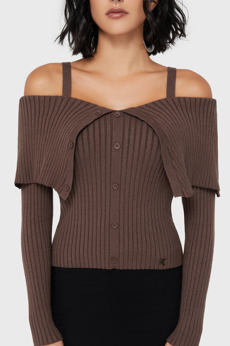 Dusk Empress Knit Top [Brown] | Killstar