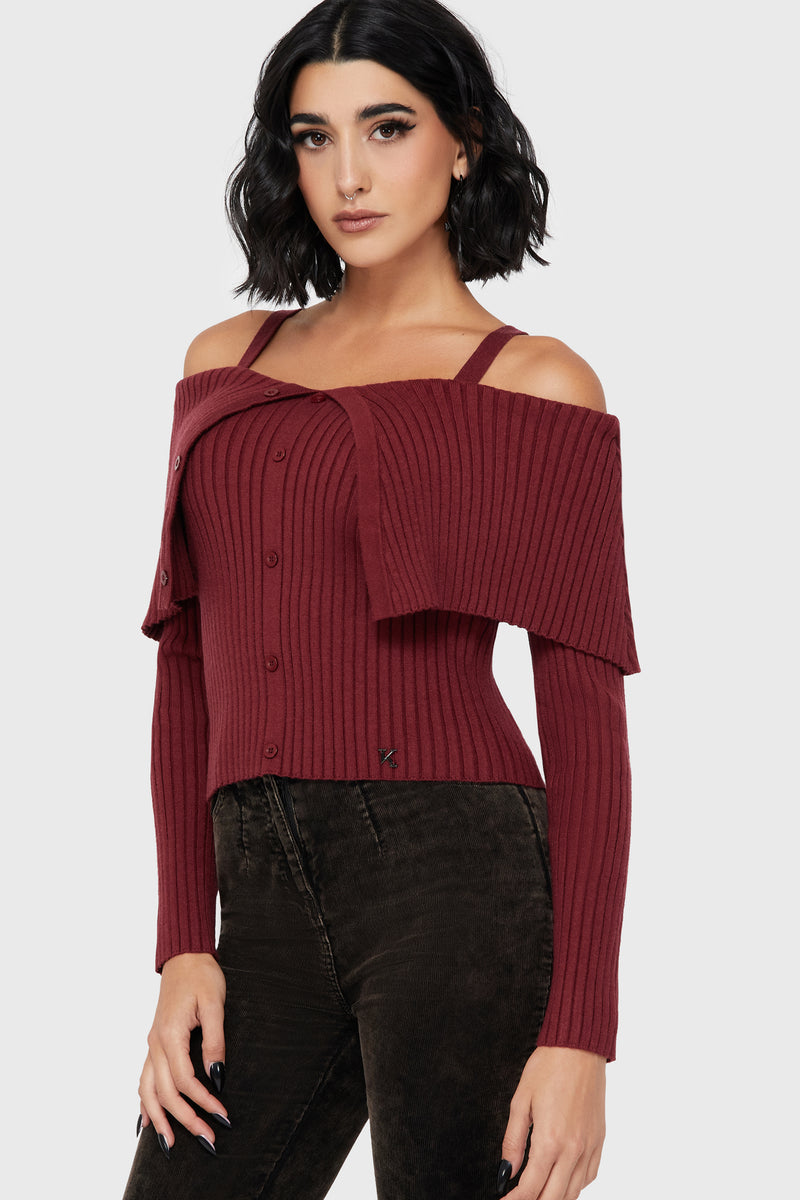 Dusk Empress Knit Top [Red] | Killstar