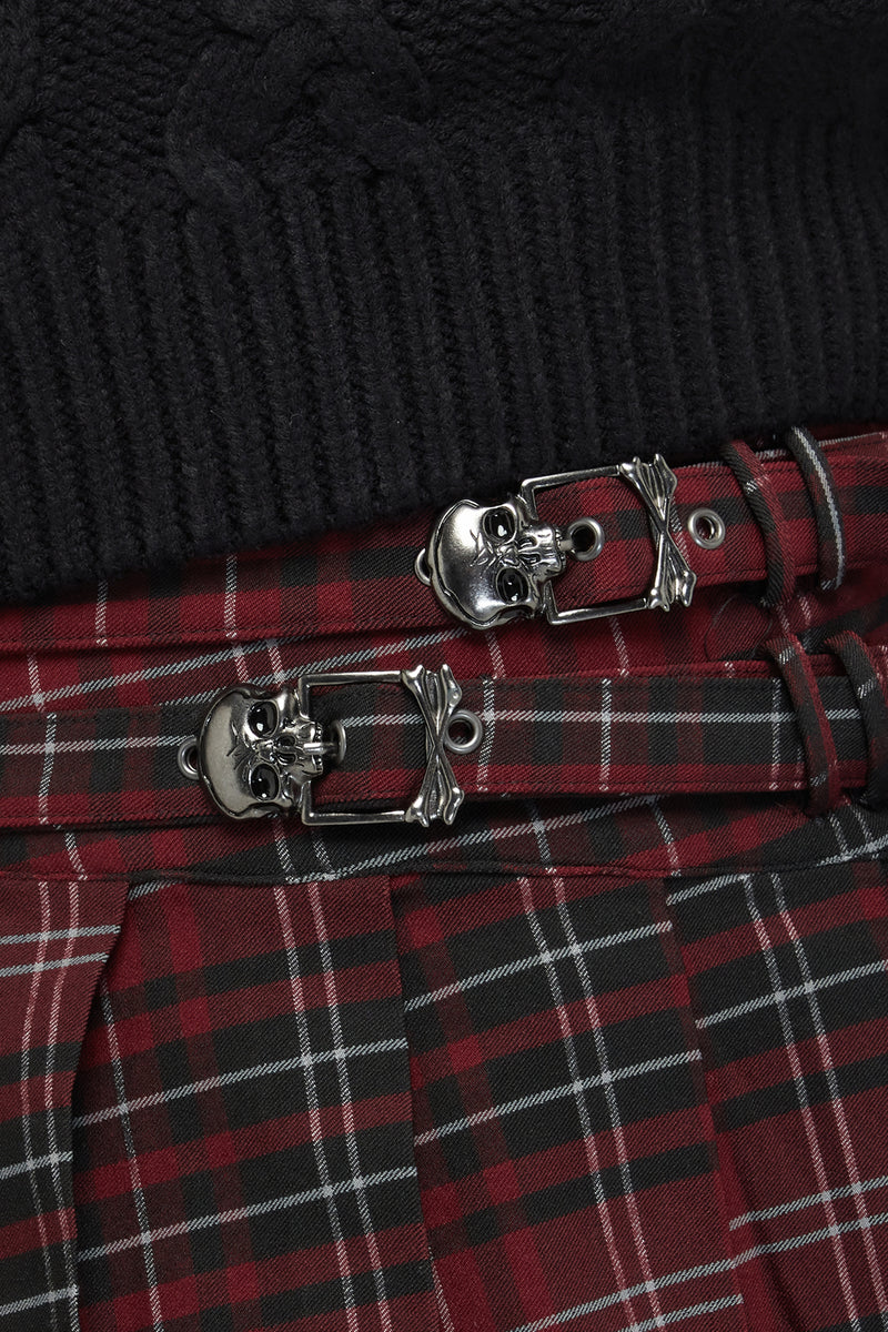 Tartan Riot Skirt [BURGUNDY] | Killstar
